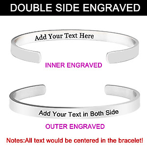Amlion Personalized Bracelets for Women Mom,Engraved Custom Bracelets Cuff Inspirational Personalized Gifts for Women-Double Side Engraved