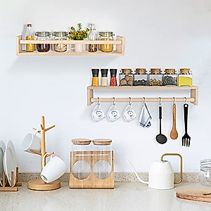 Gneric Floating Shelves for Wall, Burlywood Nursery Book Shelves, 23.6 inch Kids Bookshelf, Wall Shelves for Living Room Bedroom Decor,Kitchen Spice Rack,Bathroom Storage Rack(2 Pack)