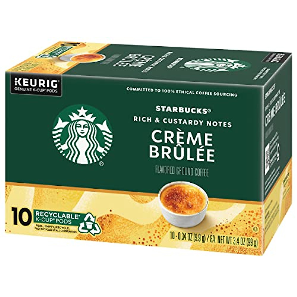 Starbucks Crème Brulée Flavored Blonde Roast Single Cup Coffee for Keurig Brewers, 10 Count - Pack of 2