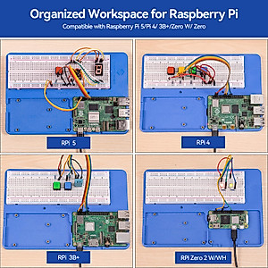 SunFounder RAB Holder Breadboard Kit for Raspberry Pi Compatible with Arduino Uno R4 Minima/WiFi/Uno R3/Mega R3, Raspberry Pi 5 4B 3B+ 3B 2 Model B and 400 830 Points Breadboard