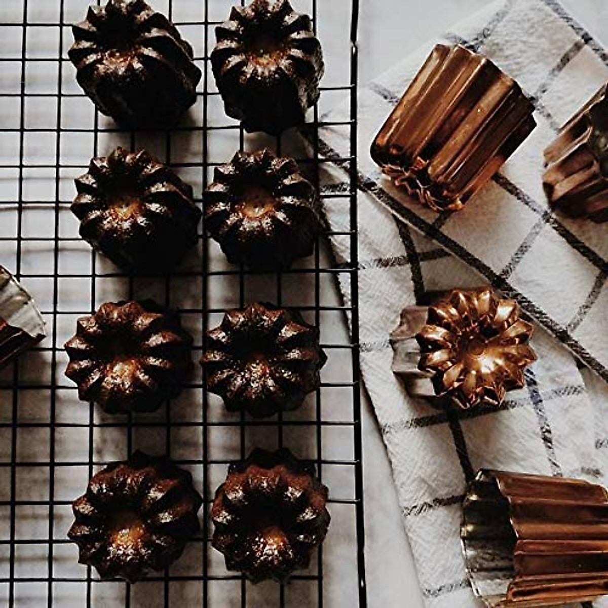 2.1 inch Copper Canele mold from Bordeaux a Set of Twelve tinned molds