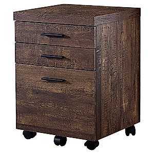 Monarch Specialties Computer Desk L-Shaped Corner Desk with Storage - Left or Right Facing - 60" L (Brown Reclaimed Wood Look) & I 7400 Filing Cabinet, 18.25" L x 17.75" W x 25.25" H, Brown