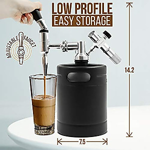 NutriChef Nitro Cold Brew Coffee Maker - 64Oz Stainless Steel Home Brew Coffee Keg w/Adjustable Pressure Regulator, Nitrogen Coffee Growler Machine Dispenser System, Stout Creamer Faucet NCNTROCB20