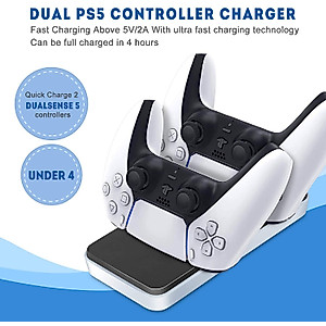 Controller Charger for PS5, Kahool Portable Dual Charge Fast Charging Station Dock for Sony DualSense PlayStation 5 Controllers