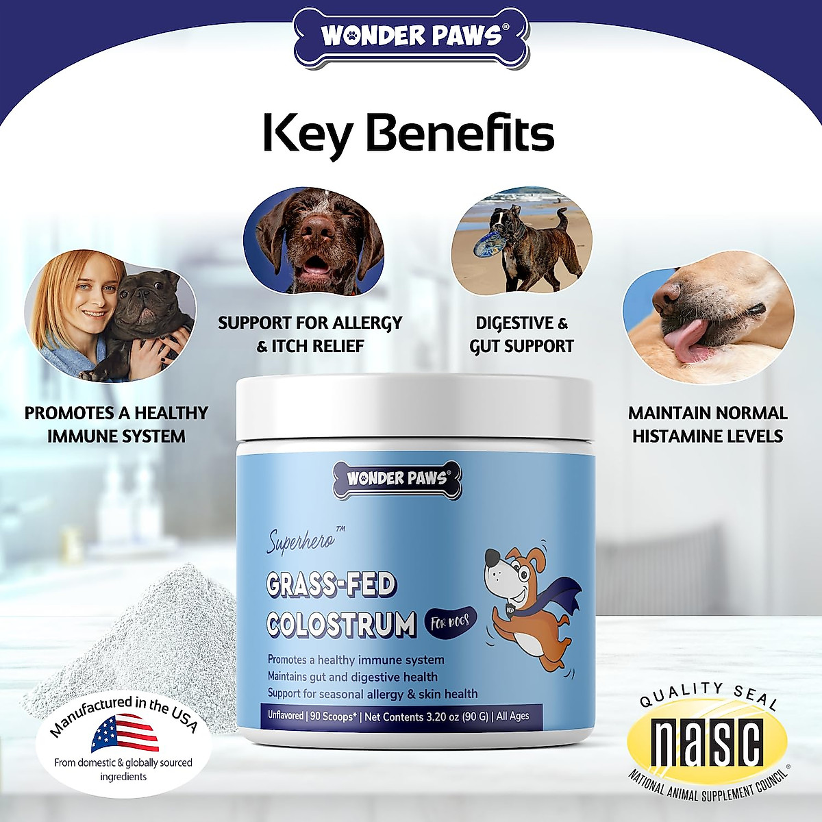 Grass-Fed Colostrum Powder Plus Omega Max Fish Oil - for Dog’s Immune Support, Skin, Allergies, Joint Care and Overall Health – Colostrum 3.20 Ounces - Omega Max 16 Ounces