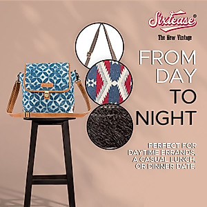 SIXTEASE Womens Shoulder Bag Vintage Style Shoulder Bags for Women - Made with Genuine Leather, Upcycled Canvas, or Hair On - Handmade, Adjustable Strap, Brass and Zinc Hardware - Legacie