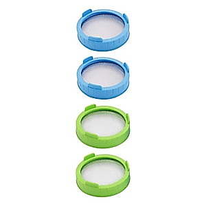 KRAZI 4 Pack Sprouting Lids, Plastic Sprout Lids with Stainless Steel Screen for Wide Mouth Mason Jars, Sprouter Sprout Maker