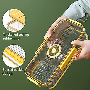 Refrigerator Organizer Bins,Stackable Produce Saver Organizer Bin Storage Containers with Removable Drain Tray for Fridge, Cabinets, Countertops and Pantry(Gray-M)