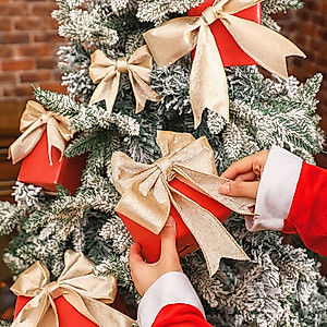 WILLBOND 50 Yards 2.5 Inch Christmas Velvet Wired Ribbon Fabric Decorative Ribbon for DIY Craft Bows Wreath Gift Wrapping Christmas Holiday Wedding Indoor Outdoor(Gold)