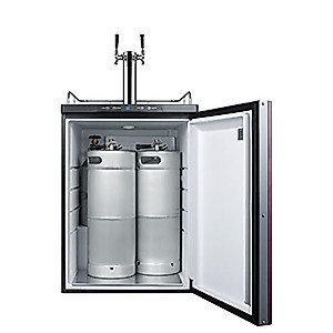 Summit SBC635MBIIFTWIN Built-in Commercial Beer Dispenser, Auto Defrost with Digital Thermostat, Dual Tap System, Panel-ready Door, and Black Cabinet