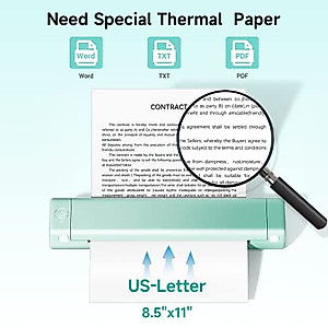 Itari Portable Printer Wireless for Travel - M08F-Letter Bluetooth Tattoo Stencil-Printer Support 8.5" X 11" US Letter, No-Ink Thermal Compact Printer, Compatible with Android and iOS Phone & Laptop