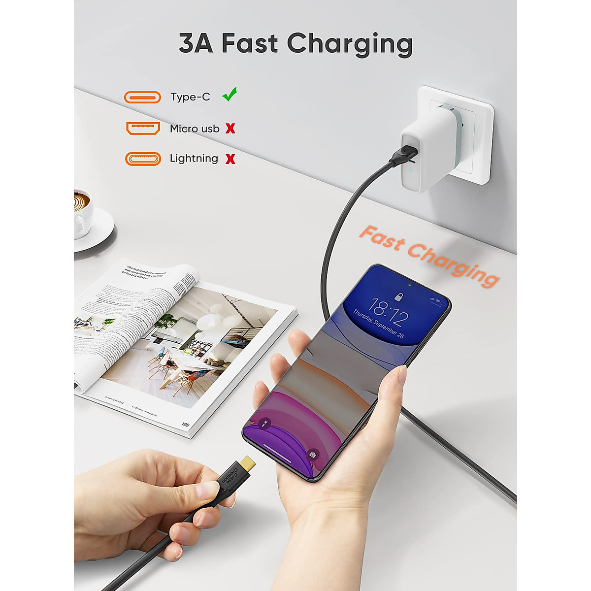 CableCreation 8K HDMI USB C Hub Bundle with Short USB to USB C Cable 1.6FT