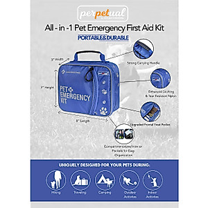 Perpetual Pet First Aid Kit with Vet Wrap, Styptic Powder, Bitter Spray & Veterinary Splint. Ideal for Hiking, Travelling, Camping, Outdoor & Indoor Activities