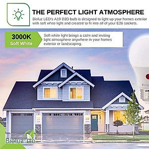 Bioluz LED 3 Pack Dusk to Dawn A19 Bulb Auto On/Off 60W Replacement 9W Photocell Photosensor Instant ON and 3 Min Delay OFF 3000K Soft White Indoor/Outdoor Lighting Lamp Garage Hallway Yard Porch UL