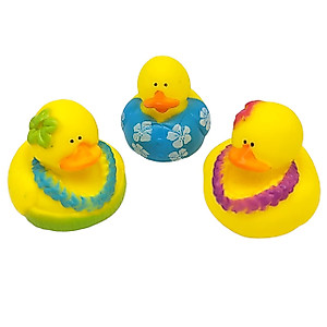 Cool Rubber Ducks (2") Standard Size. (12 Pack) Cute Duck Bath Tub Pool Toys. (Luau Rubber Duckies)