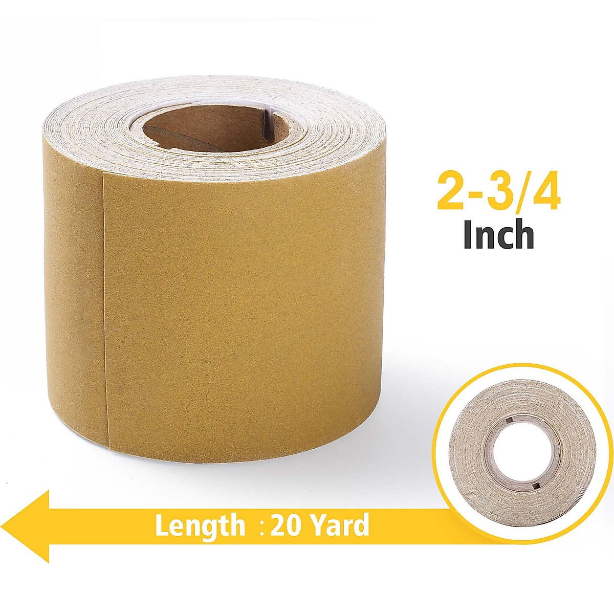 S SATC 320 Grit PSA Longboard Sandpaper 20 Yard Long Continuous Roll, 2-3/4" Wide Self Adhesive Stickyback Sanding Sheets for Automotive, Hand Sanding Blocks,Woodworking, Metal, Plastic