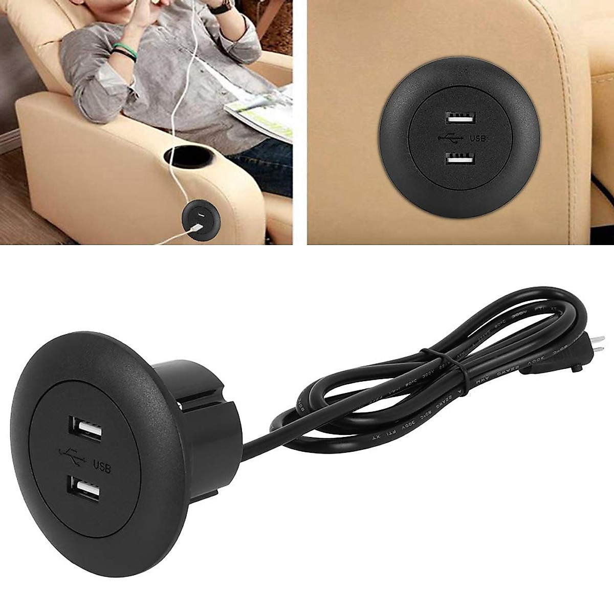 NDNCZDHC Sofa Dual USB Charger, Power Socket Dual USB Phone Charging Ports or Power Recliner Chair, Electric Sofa, Phone Charging Port for Home