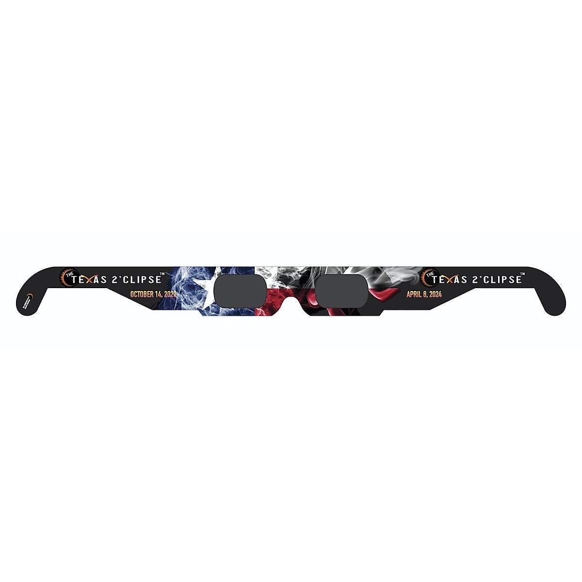 Solar Eclipse Viewing Glasses, Made in the USA, ISO-CE Certified 2 Pack THE TEXAS 2'CLIPSE