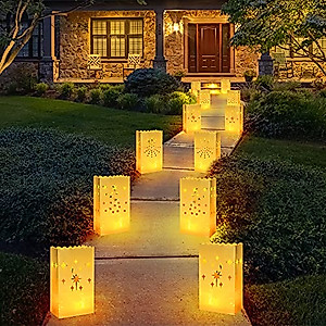 AceList 30 PCS White Luminary Bags with 30 PCS Flameless Candles, Paper Bags with Tea Lights Candles, LED Light Flameless TeaLight for Christmas Thanksgiving Birthday Decorations Outdoor