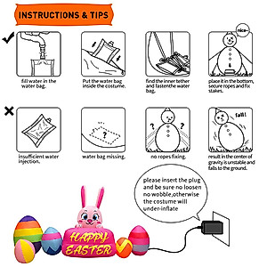 Domkom 8FT Easter Inflatable Decorations Bunny with Eggs, Build-in LED Lights Holiday Blow Up Yard Decoration, for Easter Holiday Party, Outdoor,Garden, Yard Lawn Decor