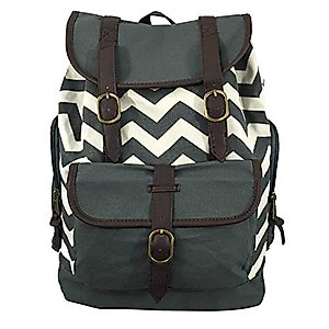 K-Cliffs Travel Laptop Backpack Canvas School Bookbag Casual School Daypack Rucksack Grey Chevron