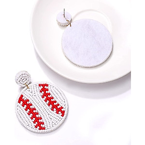 Beaded Baseball Earrings Sports Earrings Baseball Dangle Earrings Statement Sports Game Team Jewelry Gifts