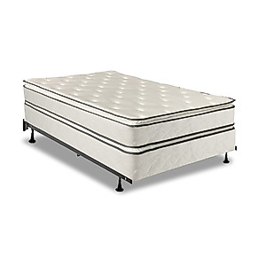 Mattress Solution 12-Inch Medium Plush Double sided Pillowtop Innerspring Mattress And 8" Wood Box Spring/Foundation Set With Frame, Full
