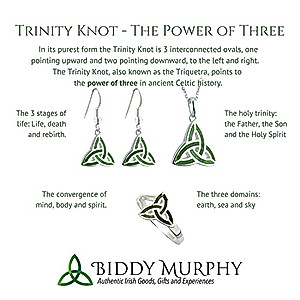 Biddy Murphy, Irish Trinity Earrings for Women, Genuine Celtic 925 Sterling Silver Jewelry, Made in Ireland, Crafted in Co. Dublin, by Artisan Jewelers