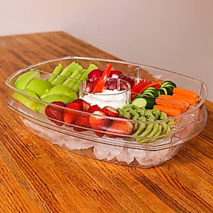 7Penn Acrylic Appetizer Serving Tray - 4 Compartment Transparent Chilled Serving Platter with Flip-Over Ice Tray Lid