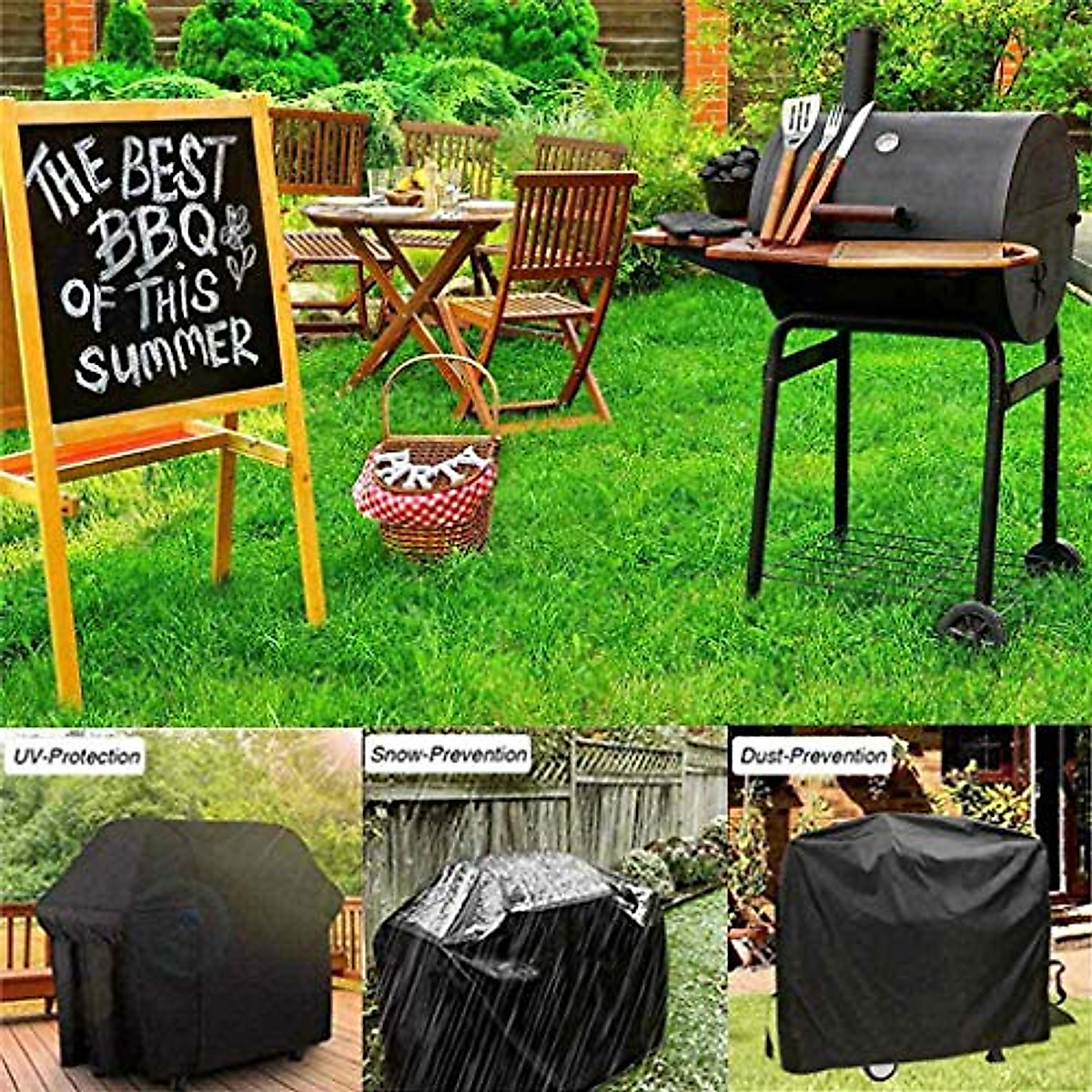 Mini Charcoal Grill Tabletop Barbecue Outdoor Garden Dust-Proof Cover Protective and with Waterproof Grill Kitchen，Dining & Bar Indoor Barbecue Grill (Black, One Size)