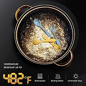 10 Pieces Baby Led Weaning Spoons and Forks Set Infant Silicone Spoon First Self Feed Baby training Utensils for Toddler First Stage Feeding Supplies for Kids Over 6 Months, 5 Pairs (Bright Colors)