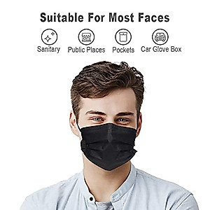 Comix Face-Mask with 3-Layer Black Disposable Face Masks, Pack of 50