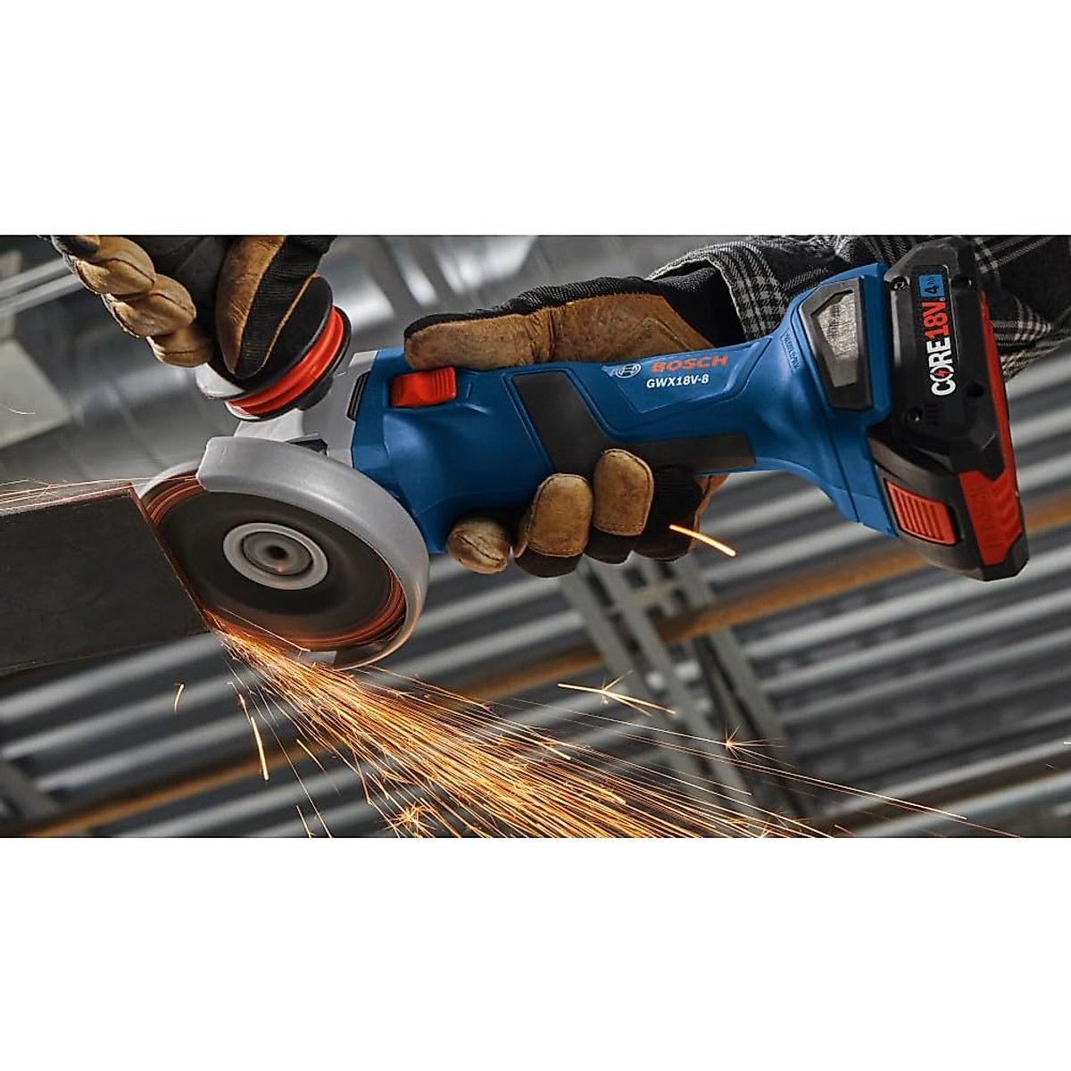 BOSCH GWX18V-8B15 18V X-LOCK Brushless 4-1/2 In. Angle Grinder Kit with (1) CORE18V® 4 Ah Advanced Power Battery