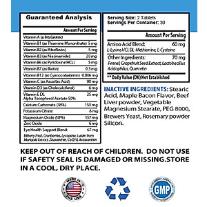 Dog Eye Supplement - Dog Eye Health Solution - Supports Vision - Advanced Complex - Dog Minerals - 60 Tablets (1 Bottle)