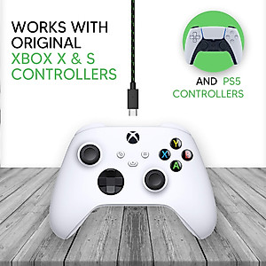 TALK WORKS Xbox Controller Charger Cord for Series X - 10' Nylon Braided USB C Charging Cable, Compatible w/Android Samsung Galaxy, PS5 (Pack of 2)