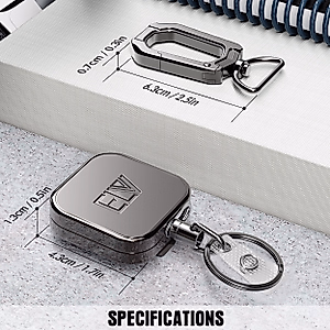 ELV Self Retractable ID Badge Holder Key Reel, Heavy Duty Metal Body, 30 Inches Upgraded Dyneema Cord, Carabiner Keychain with Belt Clip, Hold Up to 15 Keys and Tools