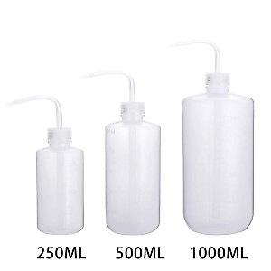 250ml 500ml 1000ml Plastic Safety Wash Bottle, Lab Squeeze Bottle with Narrow Mouth and Scale Labels, Squirt Bottle For Plant Flower Succulent Watering - 3 Packs