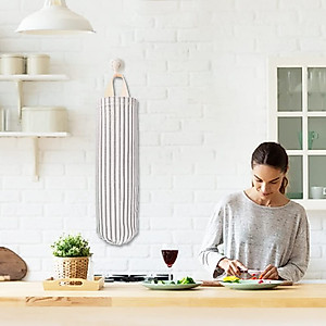 TOGETRUE Plastic Bag Holder, Wall Mount Grocery Bag Holder, Reusable Trash Bag Organizer for Home Kitchen Pantry Decor (Gray)