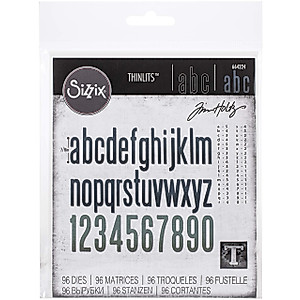 Sizzix Thinlits Die Set 96 Pack Alphanumeric Classic Lower Case by Tim Holtz, Multicolor