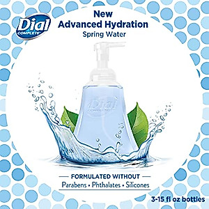 Dial Complete Anti-Bacterial Advanced Hydration Foaming Hand Wash, Spring Water, 45 fl oz (3-15 fl oz bottles)