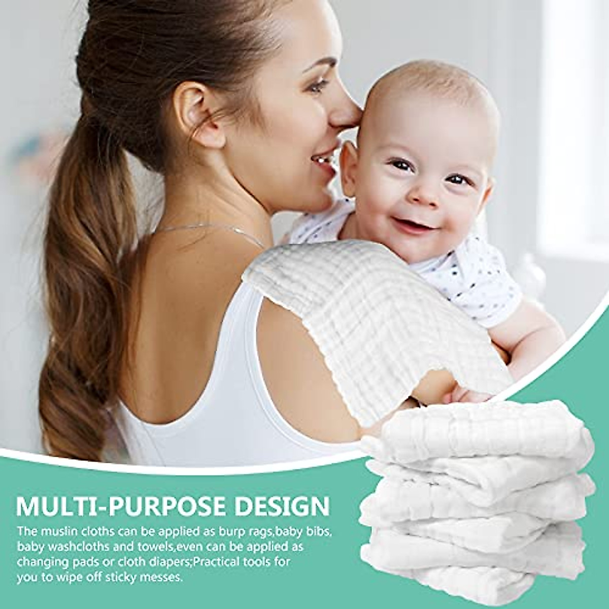 Baby Muslin Soft White Small Washcloths for Newborn Essentials Must Haves Muslin Wash Absorbent Burp Cloths Registry for Your Baby Boy Face Towel And Bath Washcloth Koo-dib 30 Pack Set + Wash Mesh Bag