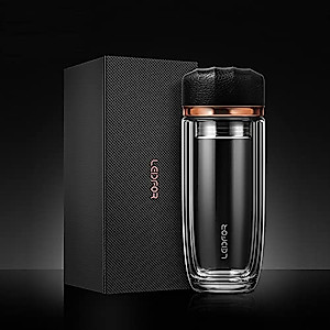 LEIDFOR Double glass cup men heat insulation high-grade cups anti-drop water cups personal special tea cups (Gold)