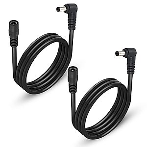GINTOOYUN 2 Pack DC5525 Power Extension Cable, DC 5.5mm x 2.5mm Right Angle Male to Female Power Adapter Cable，3FT 18AWG Heavy Duty Cord for Strip Lihgt,CCTV,Car,Monitors,etc. 1M