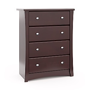Storkcraft Crescent 4 Drawer Chest (Espresso) – GREENGUARD Gold Certified, Dresser For Nursery, 4 Drawer Dresser, Kids Dresser, Nursery Dresser Drawer Organizer, Chest of Drawers