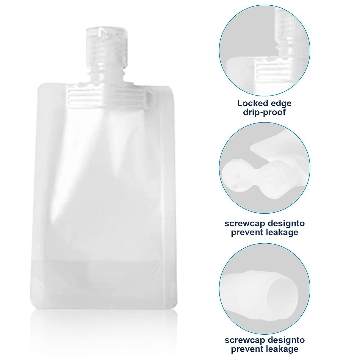 OUFAN Travel Size Pouches for Toiletries,TSA Approved Leak-proof Travel Portable Fluid Packing Bags with Labels for Shampoo, Conditioner, Lotion (20PACK)