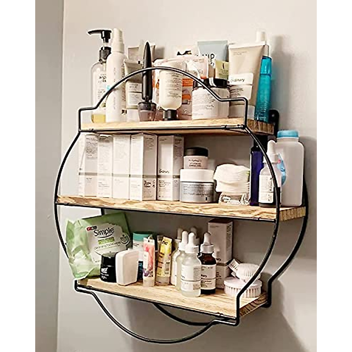 TFER Black Floating Shelves Wall Mounted Hanging Shelf Rustic Farmhouse Shelves for Wall Decor,Storage | Metal Bracket and Reclaimed Natural Wood Shelf for Living Room,Bedroom,Bathroom,Kitchen