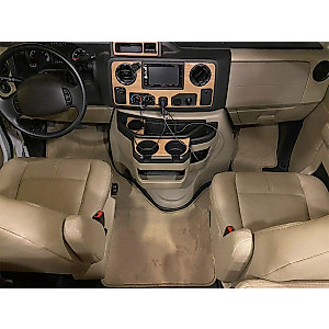 Auto Mat Store One-Piece Front Carpet Floor Mat with Serge Edges and Heel Pad Compatible with Ford E-Series/Econoline Vans (Beige/Tan)