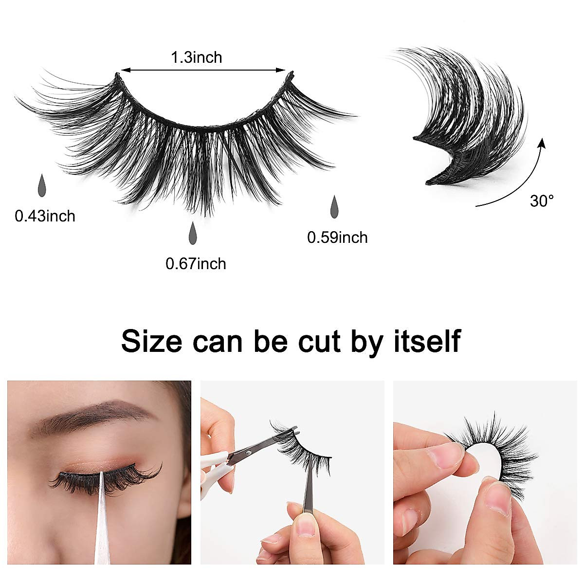 DYSILK Eyelashes Natural Look - 8 Pairs 5D Lashes 17mm - Mink Eyelashes Fluffy Lashes Pack Cat Eye Soft Reusable