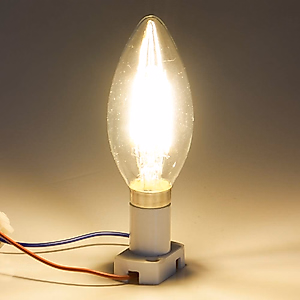 OPALRAY LED Candelabra LOW Voltage Bulb, DC 12V INPUT, 2W 200Lm, Dimmable, Warm White Light, E12 Candle Base, Clear Glass Torpedo Tip, 25W Incandescent Equivalent, 12-24V DC Power, 3 Pack