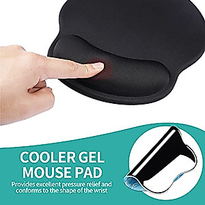 eulps Mouse Pad Wrist Support, Ergonomic Gel Mouse Pad with Wrist Rest, Comfortable Computer Mouse Pad for Laptop, Pain Relief Mousepad with Non-Slip PU Base (Black)
